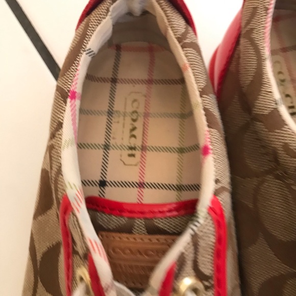 Coach | Shoes | Tan And Red Authentic Coach Tennis Shoes 7 | Poshmark